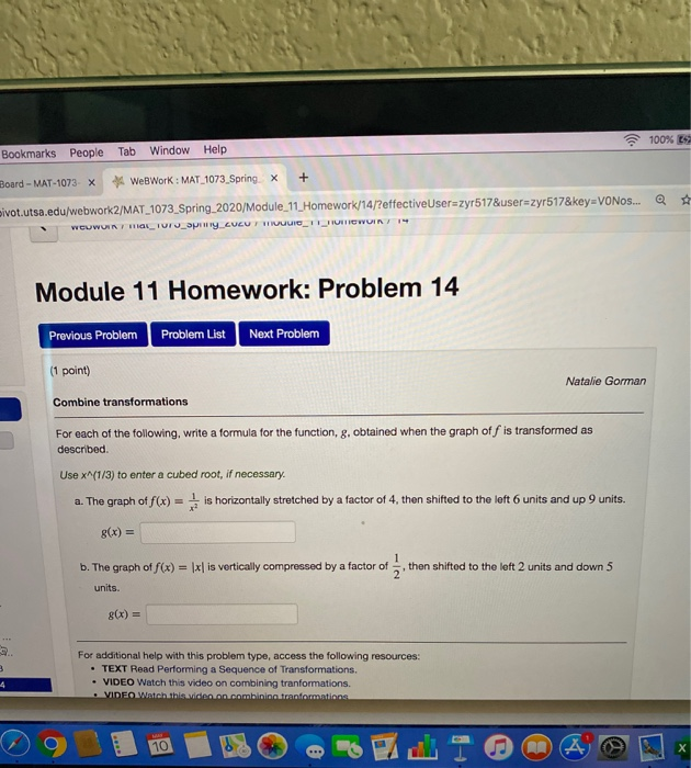 Solved Bookmarks People Tab Window Help Board - MAT-1073 X | Chegg.com