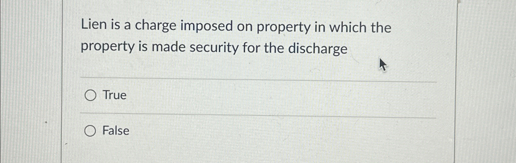 Solved Lien is a charge imposed on property in which the | Chegg.com