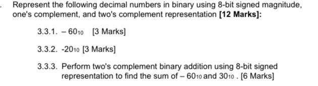 Solved Represent the following decimal numbers in binary | Chegg.com