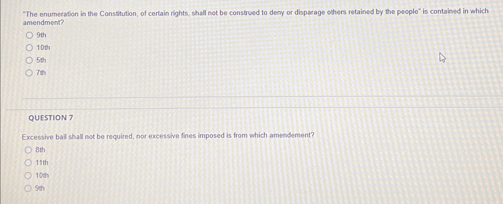 Solved "The enumeration in the Constitution, of certain | Chegg.com