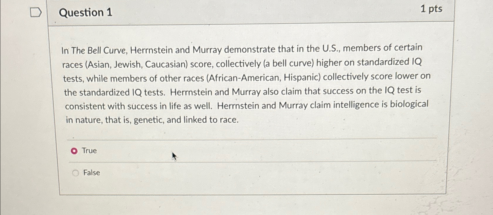 Solved Question 11 ﻿ptsIn The Bell Curve, Herrnstein and | Chegg.com
