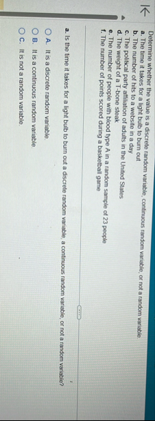 Solved Determine whether the value is a discrete random | Chegg.com