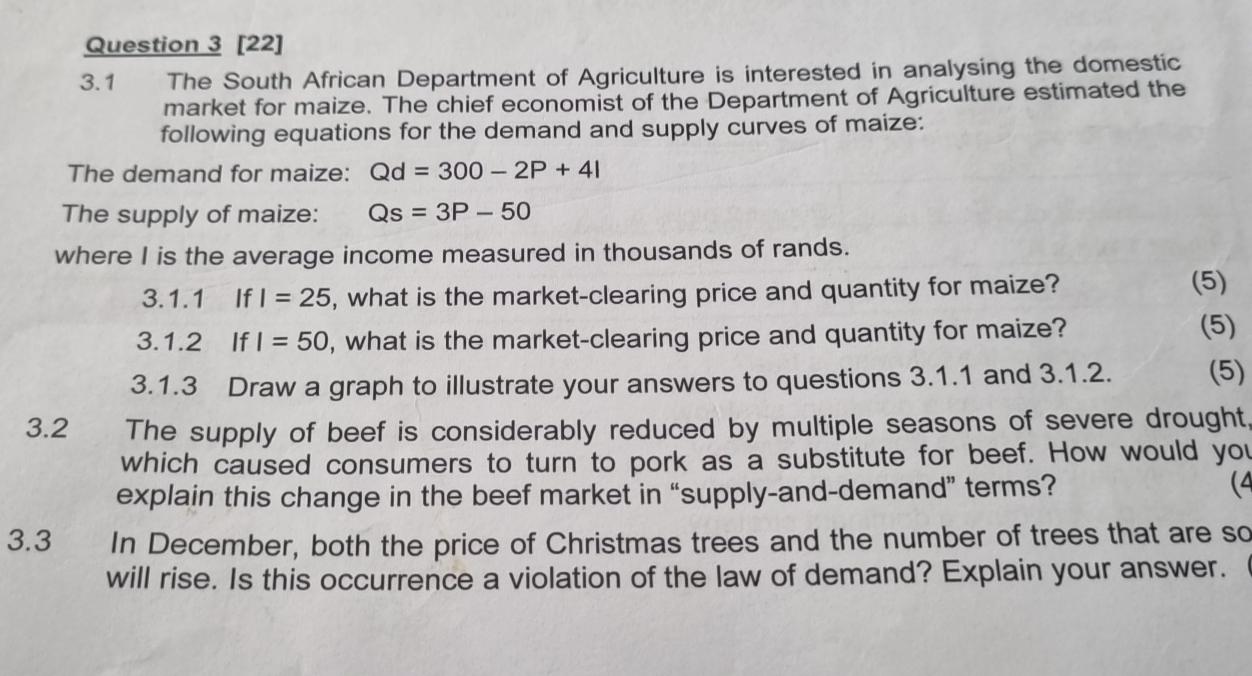 Solved Question 3 [22]3.1 ﻿The South African Department of | Chegg.com