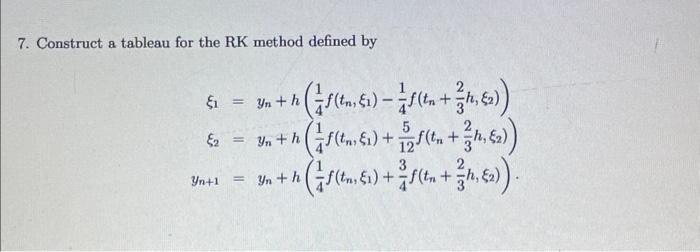 Solved 7. Construct a tableau for the RK method defined by | Chegg.com