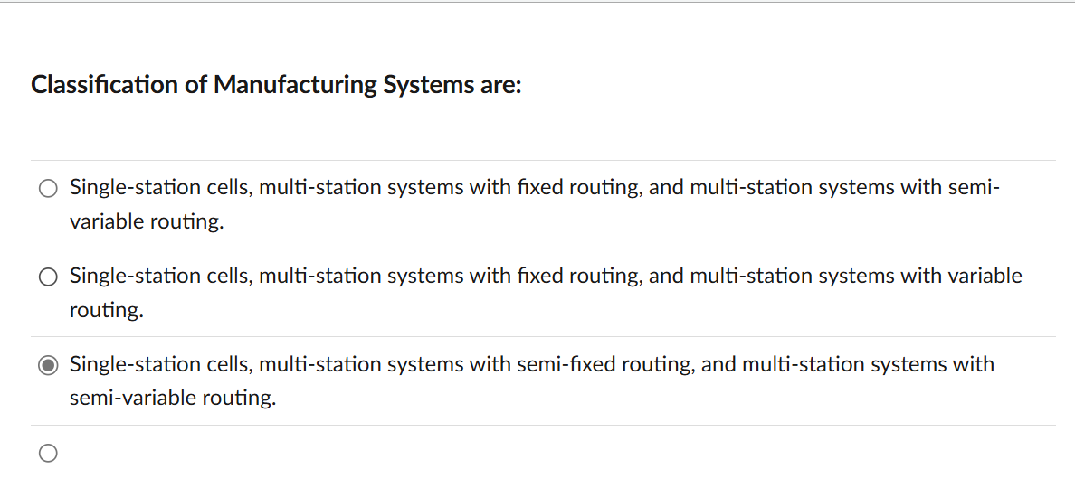 Solved Classification of Manufacturing Systems | Chegg.com