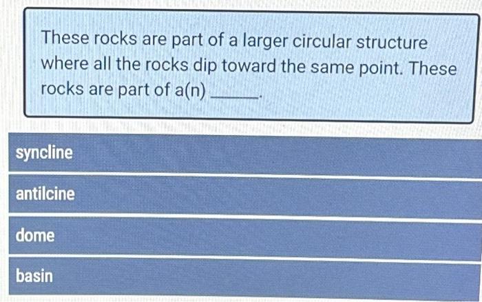 Solved These rocks are part of a larger circular structure | Chegg.com