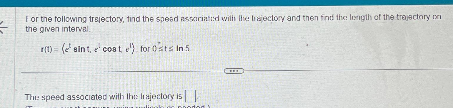 Solved For the following trajectory, find the speed | Chegg.com