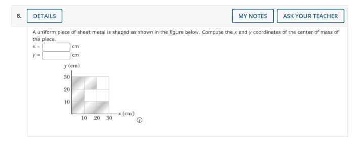 Solved A uniform piece of sheet metal is shaped as shown in | Chegg.com
