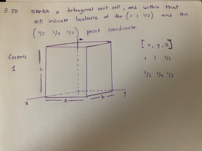 Solved 3.25 that and the Sketch a tetragonal unit cell, and | Chegg.com