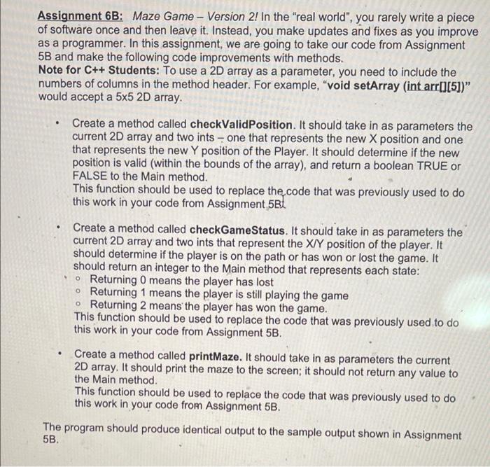 Solved Assignment 6B: Maze Game - Version 2! In the "real | Chegg.com