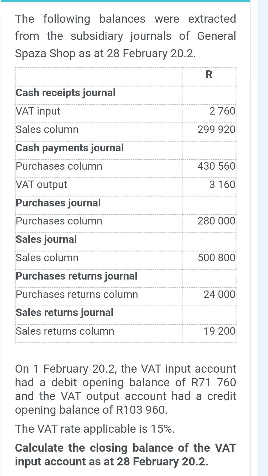 Solved The following balances were extracted from the | Chegg.com