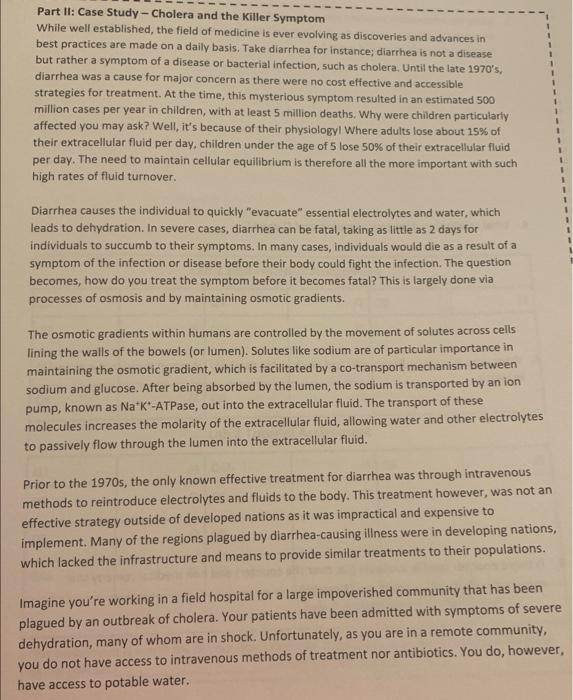 Solved Part II: Case Study - Cholera and the Killer Symptom | Chegg.com