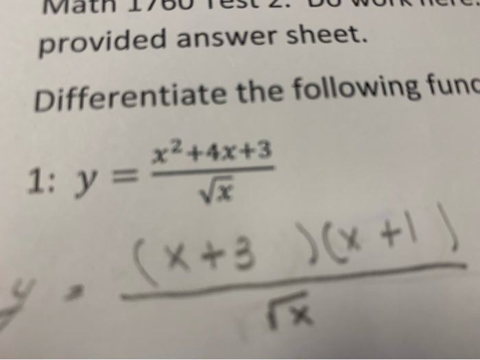 Solved Math 1760 Tesl 2. UU WUIR CIL, provided answer sheet. | Chegg.com