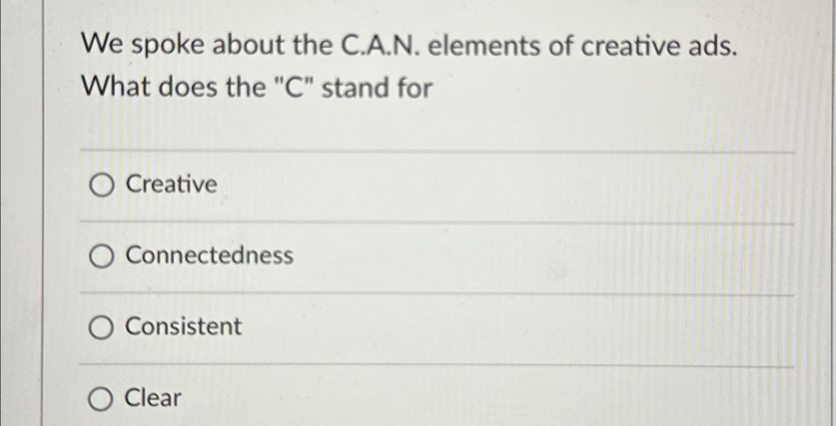 Solved We spoke about the C.A.N. ﻿elements of creative ads. | Chegg.com