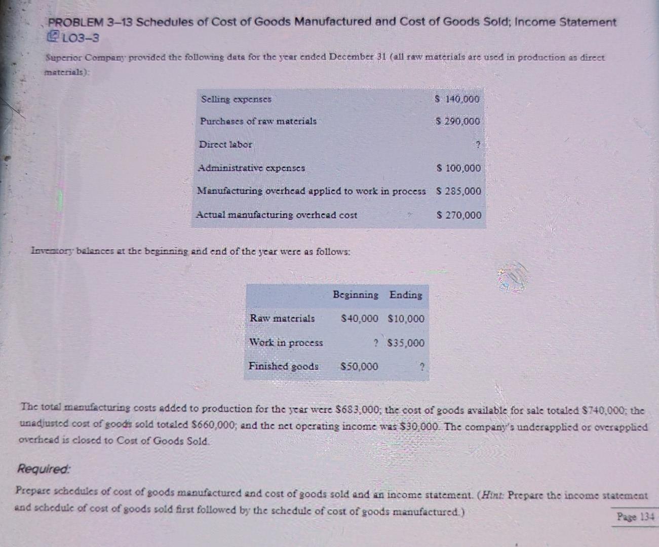 Solved PROBLEM 3-13 Schedules of Cost of Goods Manufactured | Chegg.com