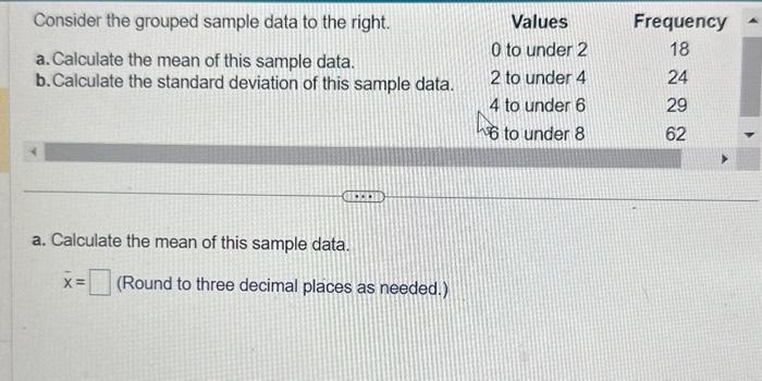 Solved a. Calculate the mean of this sample data. xˉ= (Round | Chegg.com