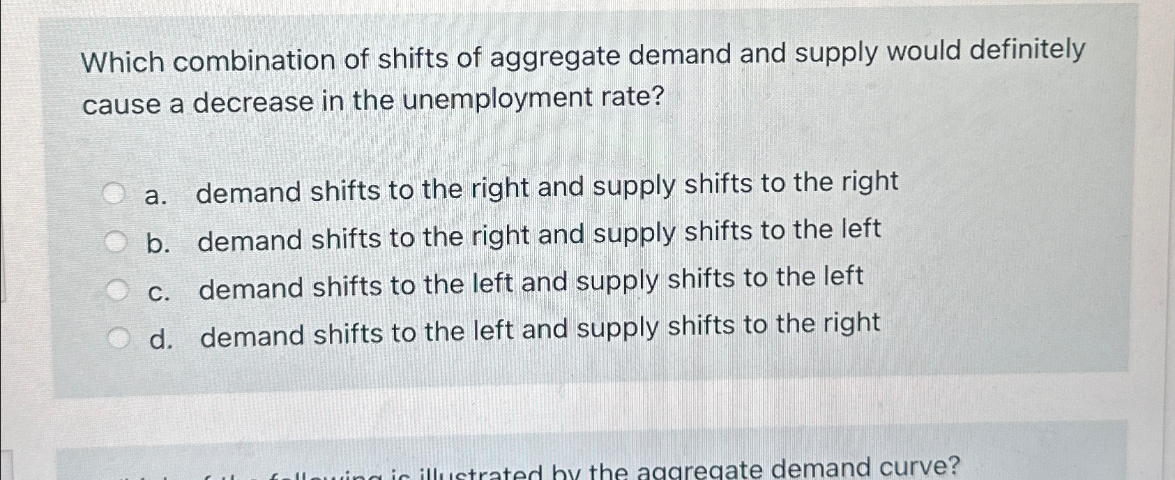 Solved Which combination of shifts of aggregate demand and | Chegg.com
