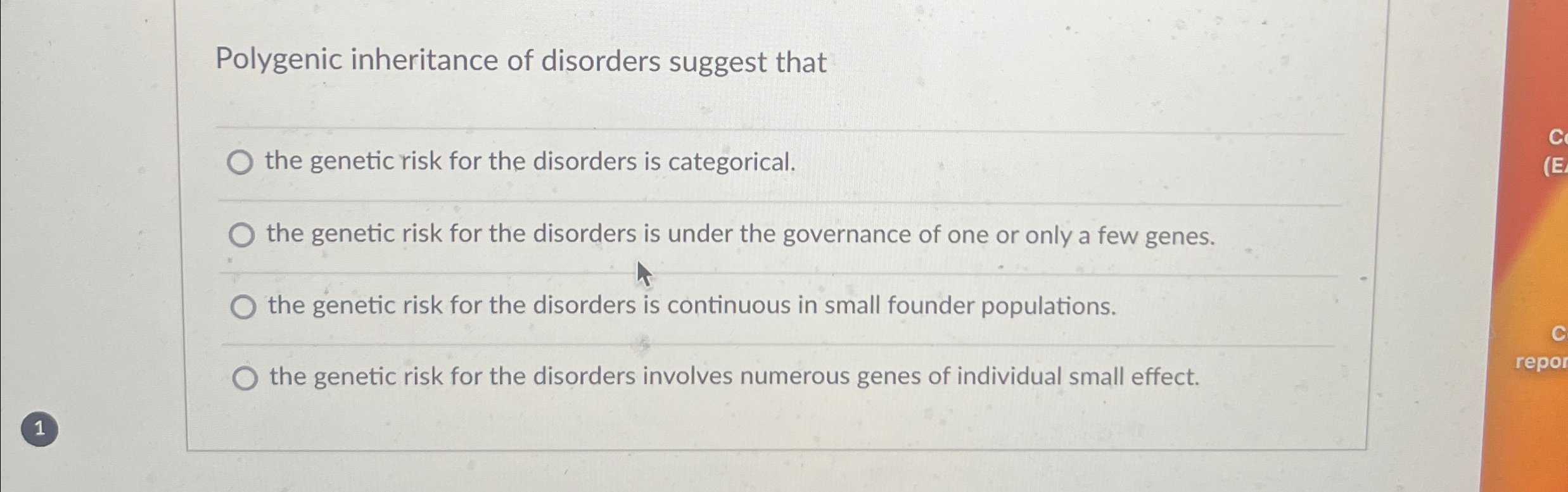 Solved Polygenic inheritance of disorders suggest thatthe | Chegg.com