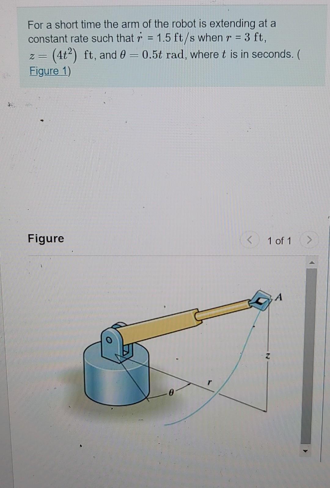 Solved For a short time the arm of the robot is extending at | Chegg.com