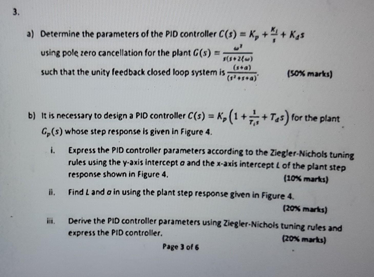 Solved a) Determine the parameters of the PID controller | Chegg.com