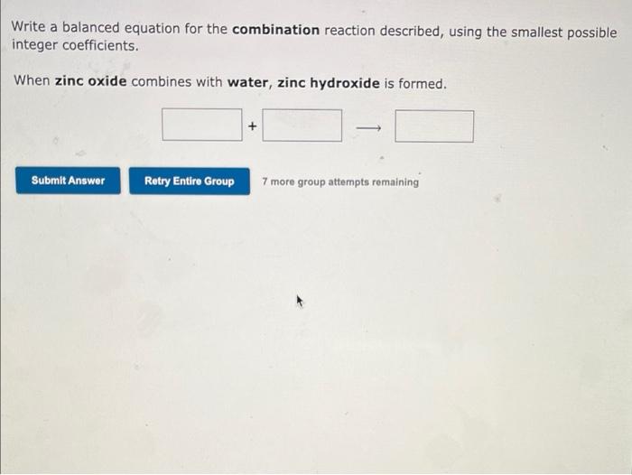 Solved Write a balanced equation for the combination | Chegg.com