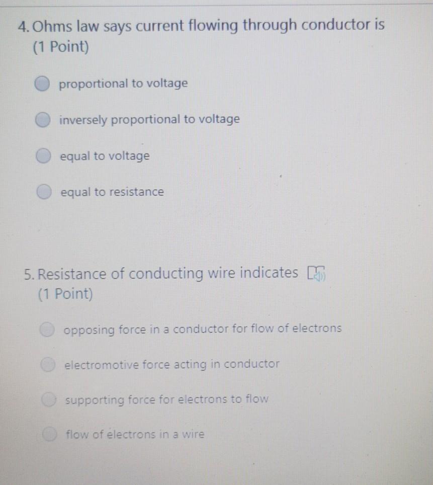 Solved 4. Ohms law says current flowing through conductor is | Chegg.com