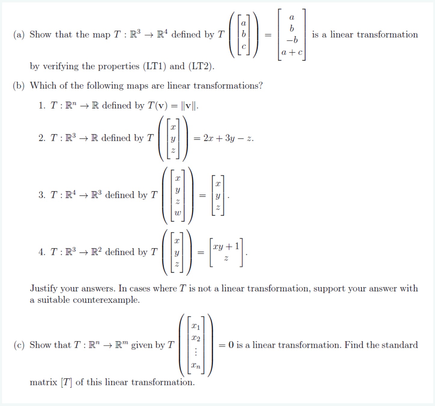 Solved (a) ﻿Show that the map T:R3→R4 ﻿defined by | Chegg.com