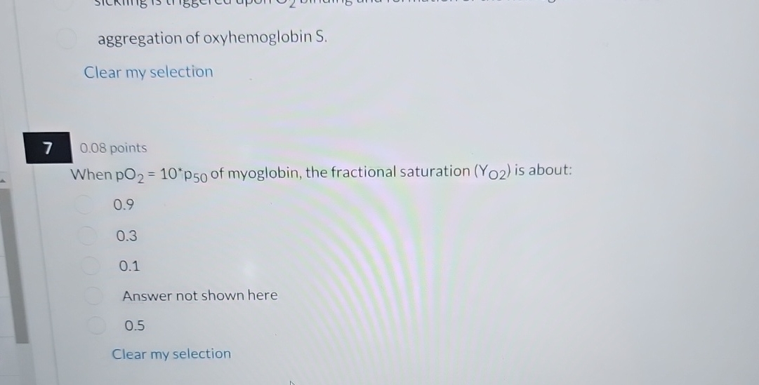 Solved aggregation of oxyhemoglobin S.Clear my | Chegg.com