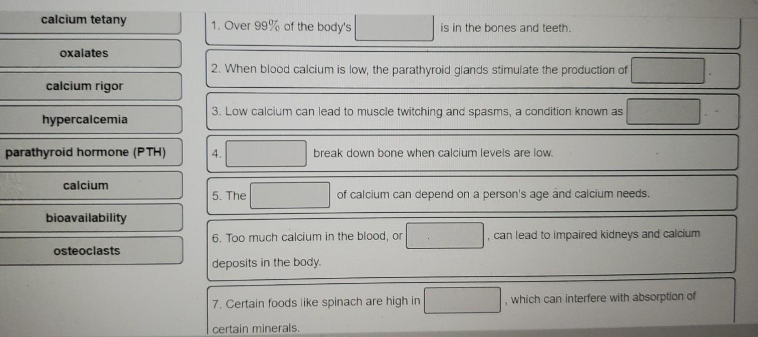 Solved calcium tetany 1. Over 99% of the body's is in the | Chegg.com