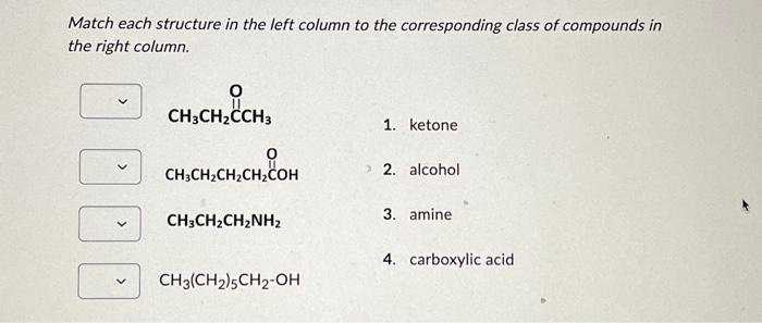 Solved Match each structure in the left column to the | Chegg.com