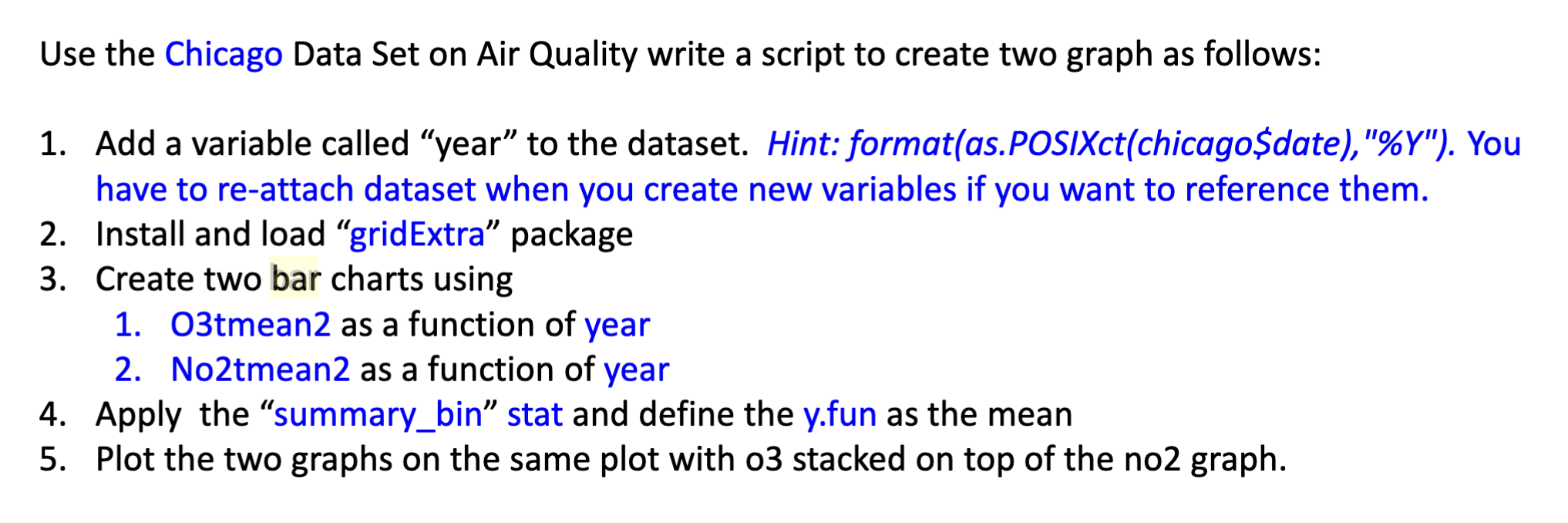 Solved In R studio. Use the Chicago Data Set on Air Quality | Chegg.com