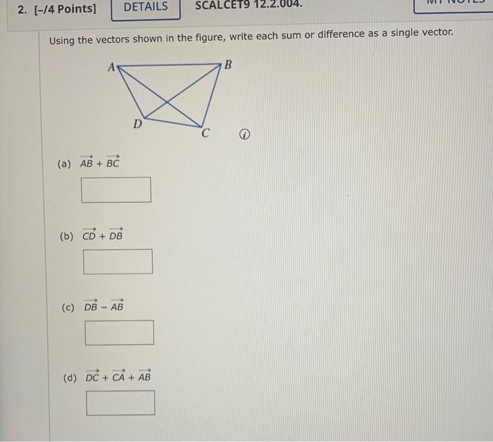 Solved Using the vectors shown in the figure, write each sum | Chegg.com