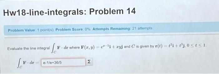 Solved Hw18-line-integrals: Problem 14 Problem Value 1 | Chegg.com