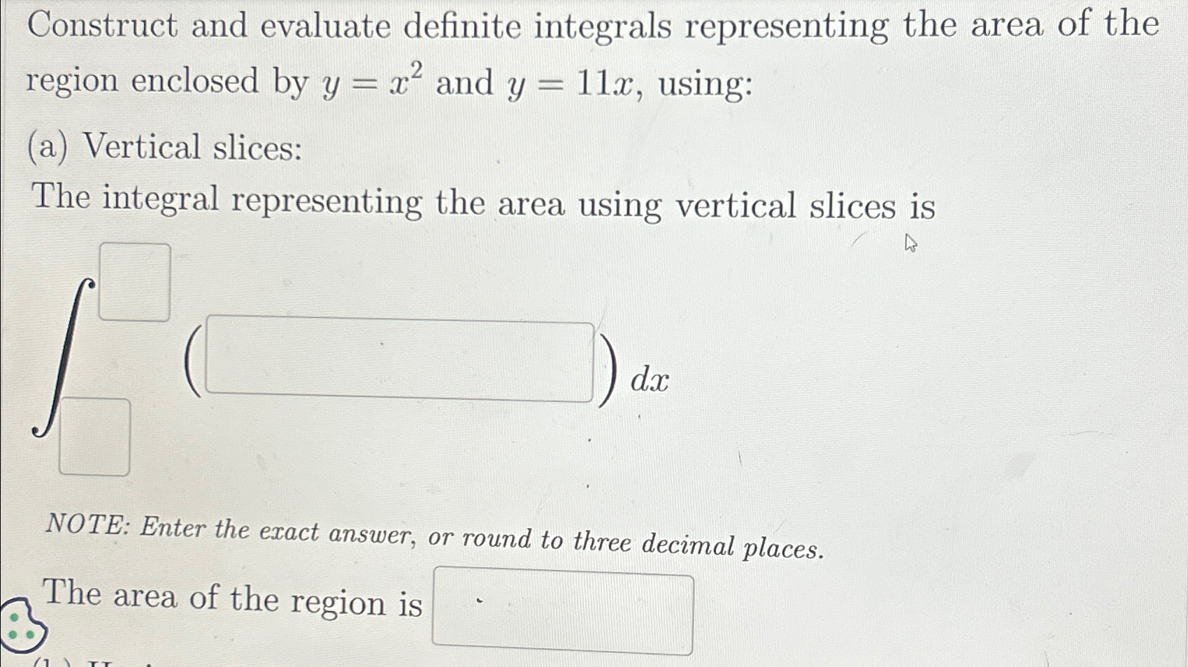 Solved Construct and evaluate definite integrals | Chegg.com