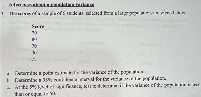Solved Inferences about a population variance The scores of | Chegg.com