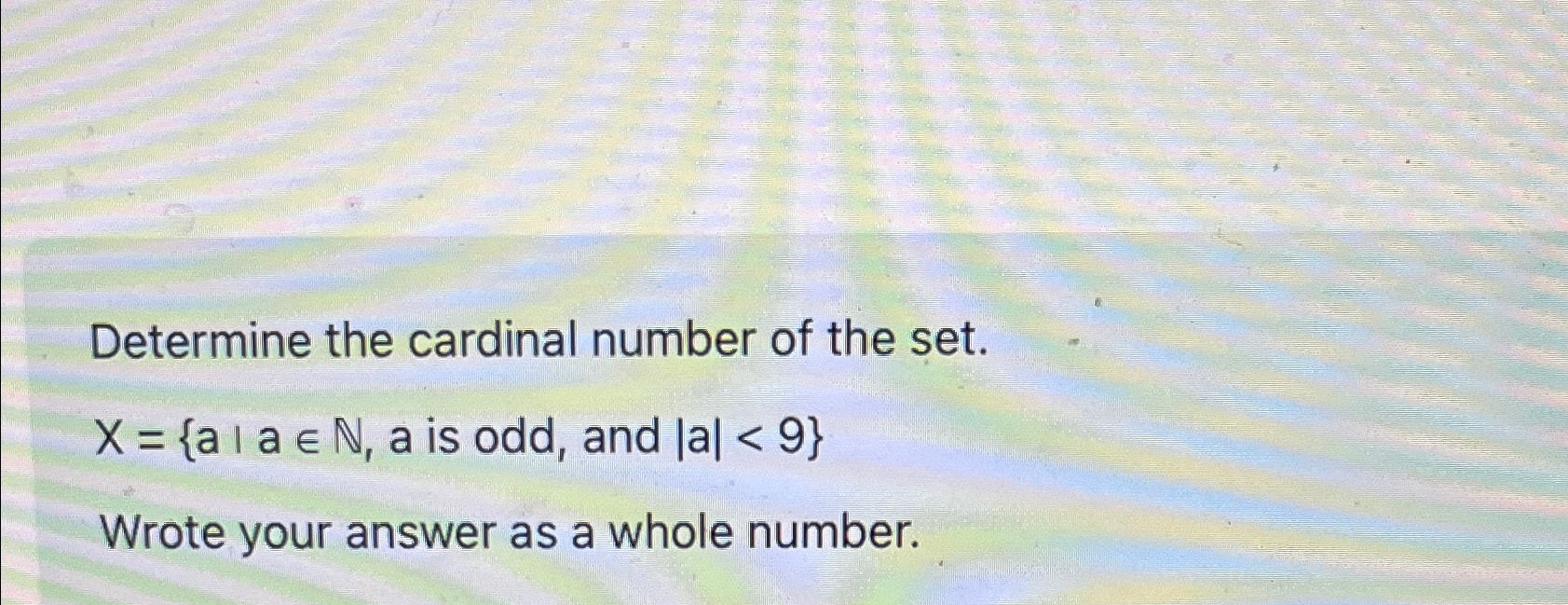 Solved Determine the cardinal number of the set. ﻿is odd, | Chegg.com
