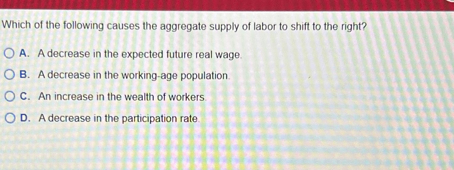 Solved Which of the following causes the aggregate supply of | Chegg.com