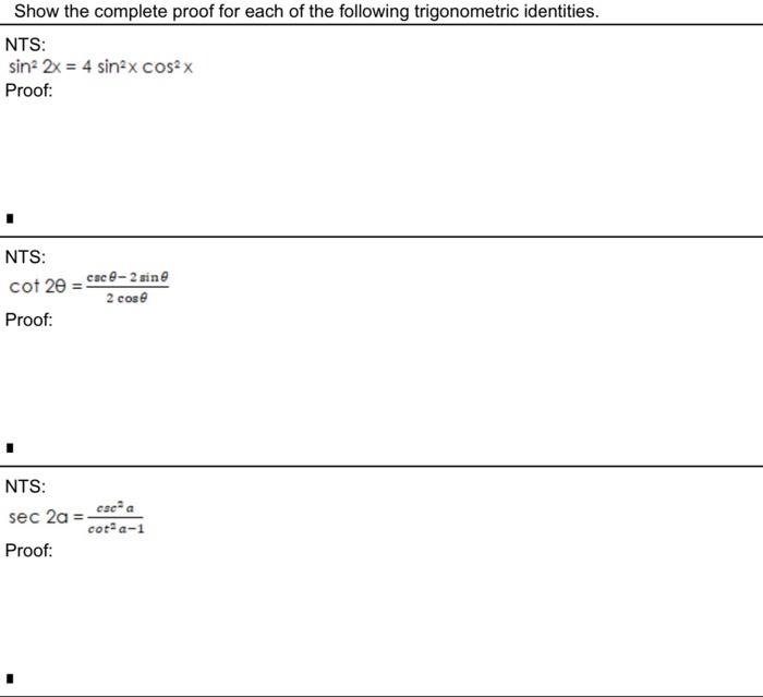 Solved Show the complete proof for each of the following | Chegg.com