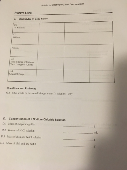 Solutions Electrolytes And Concentration Report Sheet at Clara Jean blog Solutions Electrolytes And Concentration Report Sheet at Clara Jean blog