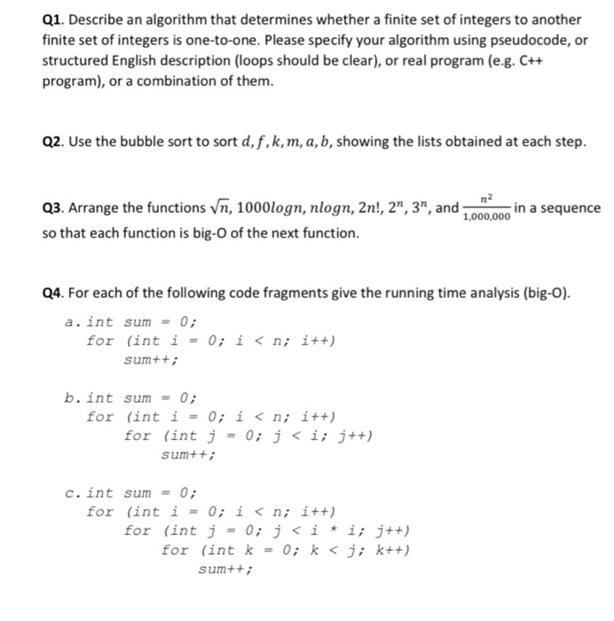 Solved Q1. Describe an algorithm that determines whether a | Chegg.com