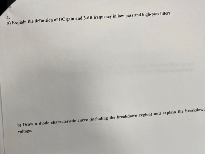 Solved a) Explain the definition of DC gain and 3-dB | Chegg.com