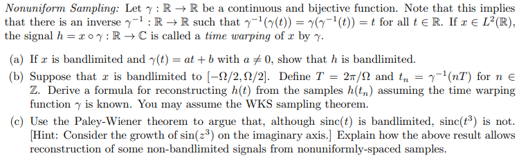 Solved Nonuniform SamplingNeed Nonuniform Sampling: Let | Chegg.com