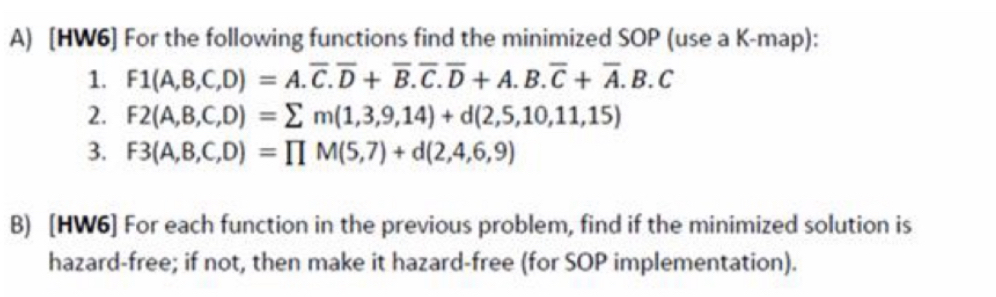 Solved A) [HW6] ﻿For the following functions find the | Chegg.com