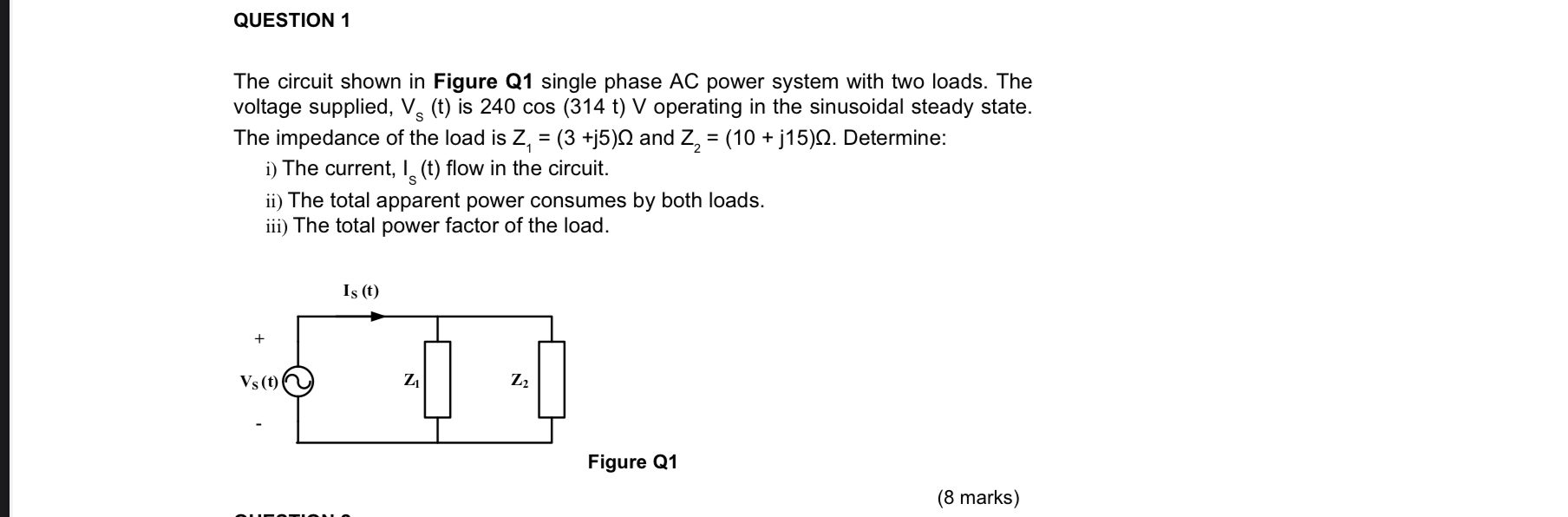 Solved by an EXPERT QUESTION 1The circuit shown in Figure Q1 ﻿single | Chegg.com