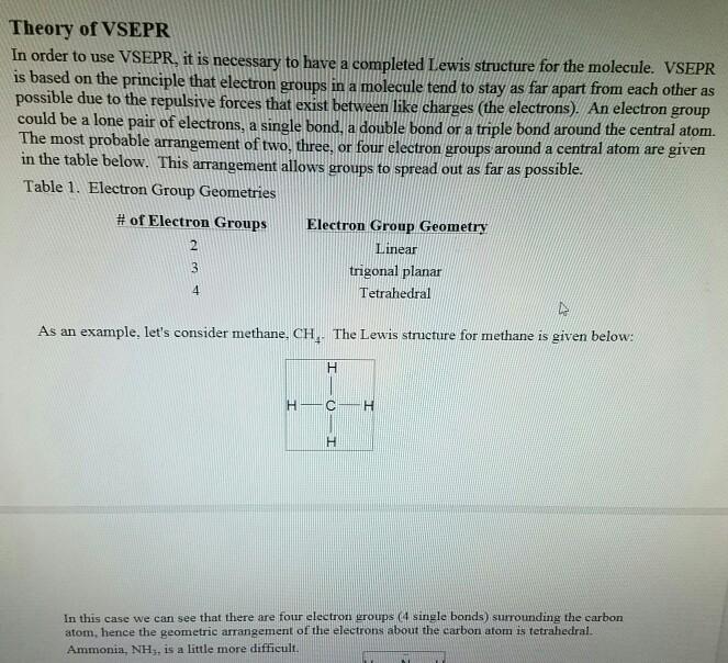 Solved Chem. 109: VSEPR Theory Objectives To learn how to | Chegg.com