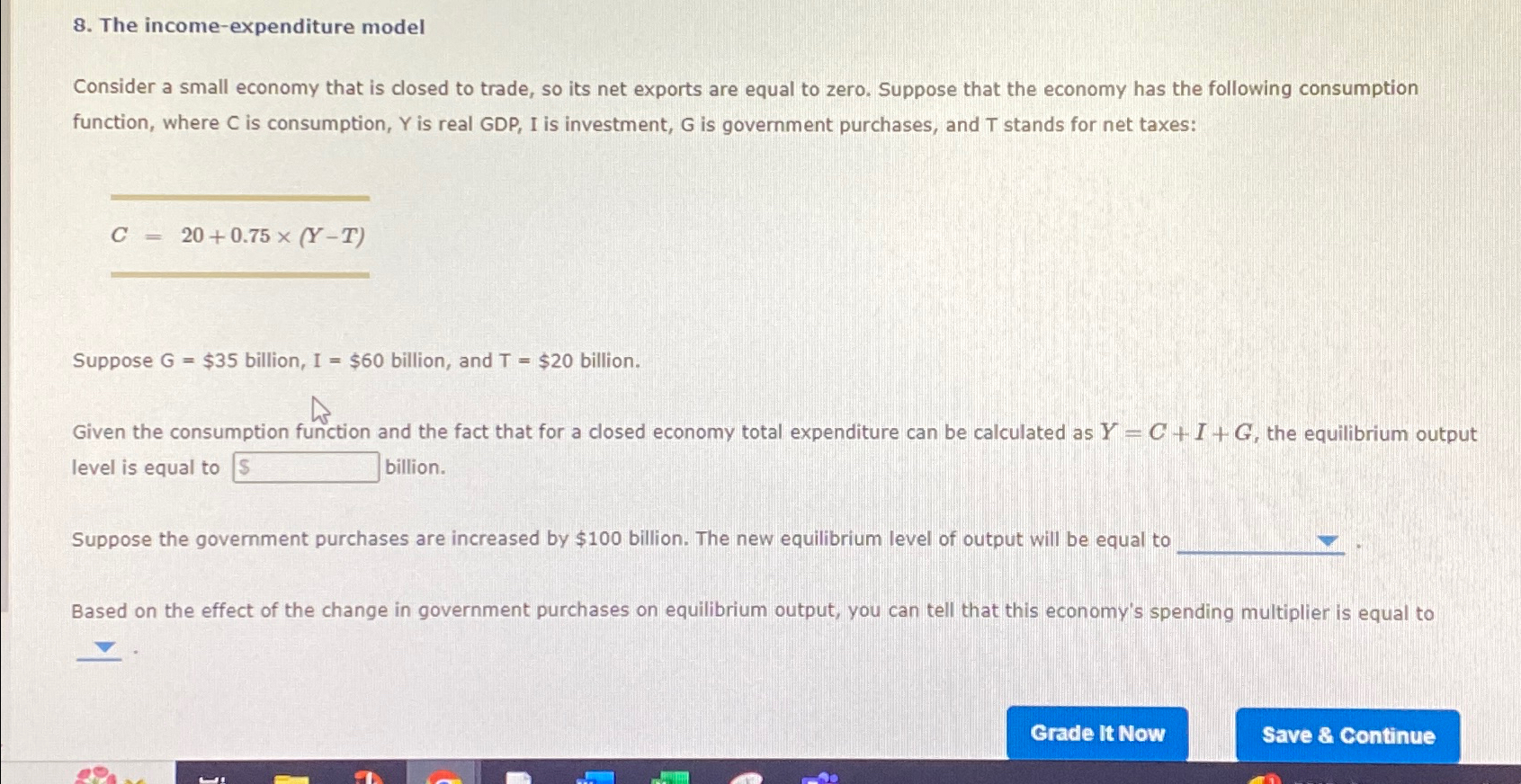 Solved The income-expenditure modelConsider a small economy | Chegg.com