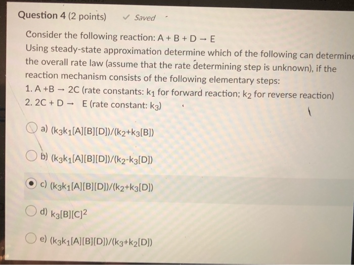 Solved Question 5 (1 point) Saved If, the reaction A+3B - F | Chegg.com