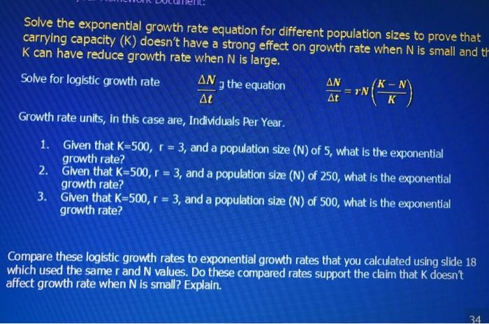 Solved AN 3 the equation Δt Solve the exponential growth | Chegg.com