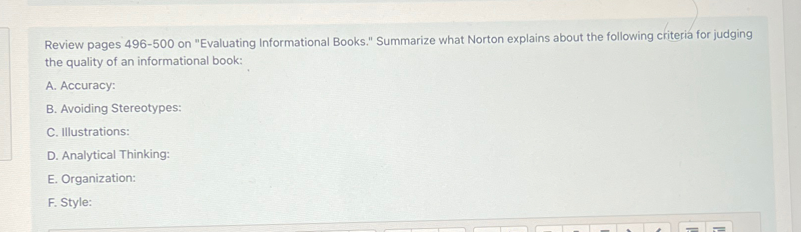 Solved Review pages 496-500 ﻿on "Evaluating Informational | Chegg.com