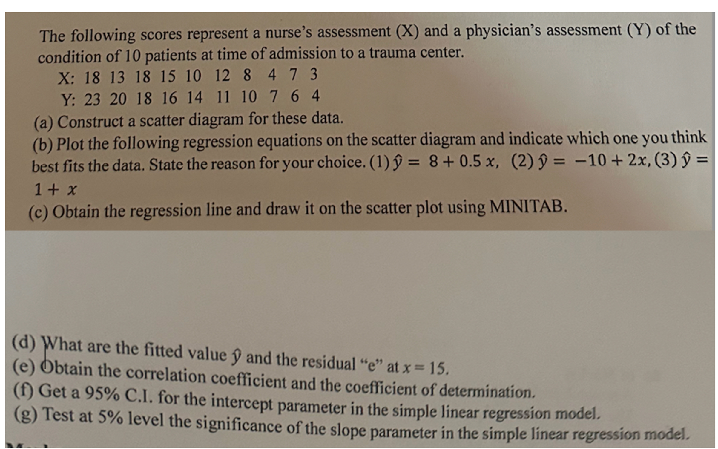 Solved (d) ﻿What are the fitted value hat(y) ﻿and the | Chegg.com